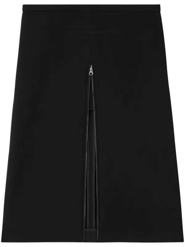 COURREGES Heritage Crepe-texture Midi Skirt - Black