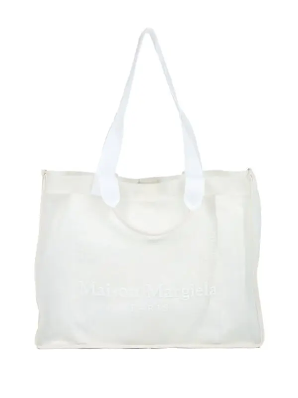 MAISON MARGIELA Large Logo-embroidered Tote - White