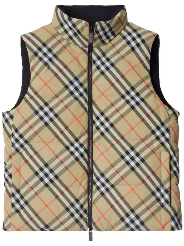 Burberry Check-print Reversible Puffer Gilet - Neutrals