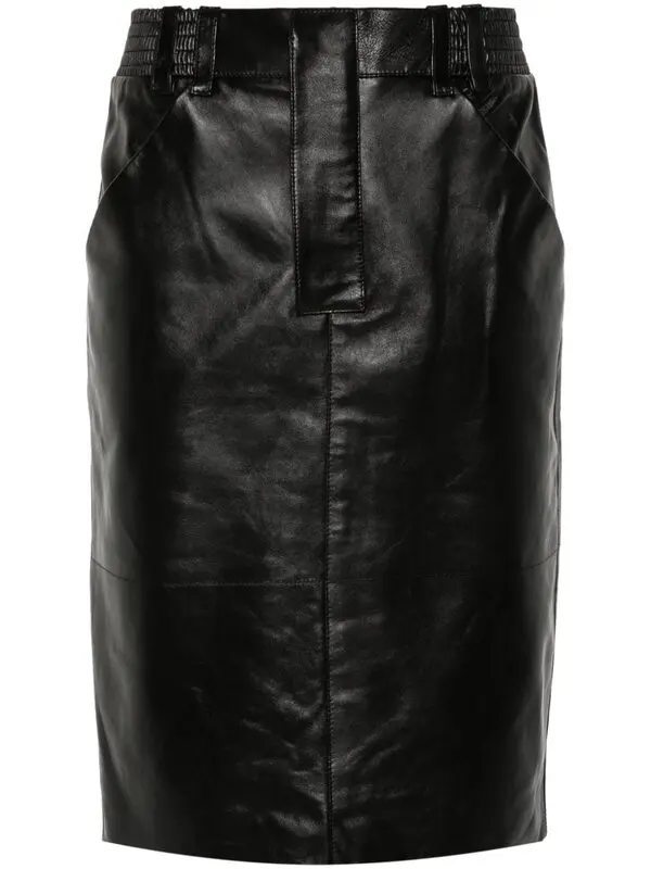 Saint Laurent Leather Pencil Skirt - Black