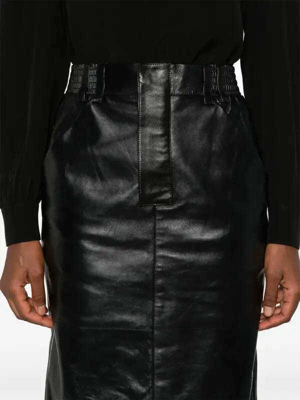 Saint Laurent Leather Pencil Skirt - Black
