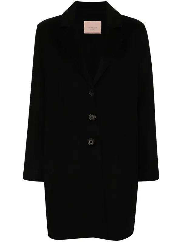 TWINSET Logo-patch Coat - Black