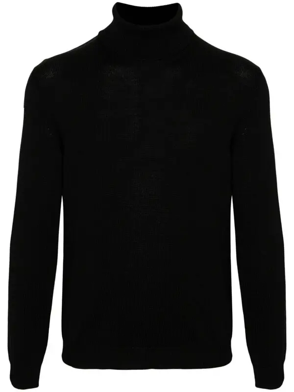 ROBERTO COLLINA Merino Wool Roll Neck Sweater - Black
