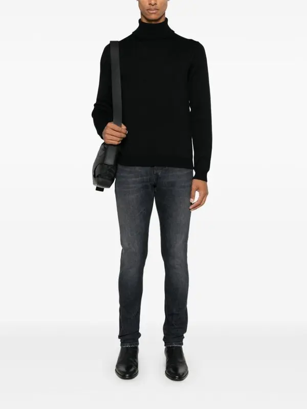 ROBERTO COLLINA Merino Wool Roll Neck Sweater - Black