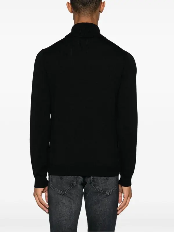 ROBERTO COLLINA Merino Wool Roll Neck Sweater - Black