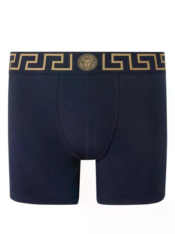 Versace Greca Border Long Boxers - Blue