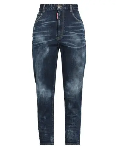 Dsquared2 Boyfriend Jeans In Dark Wash Denim With Faded Detail - Blue