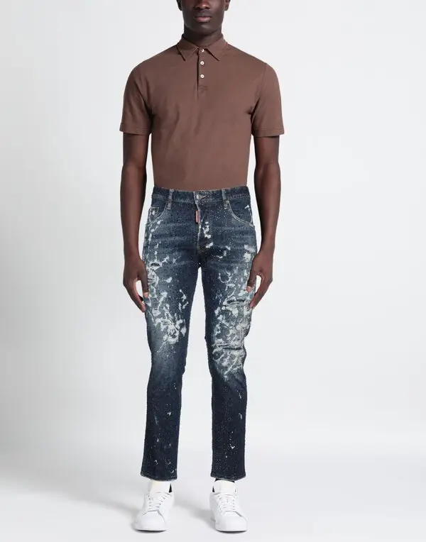 Dsquared2 Skinny Jeans With Leather Trims