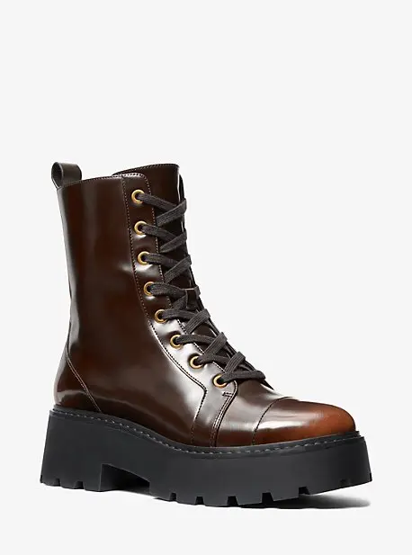 Michael Kors Blake Burnished Leather Combat Boot