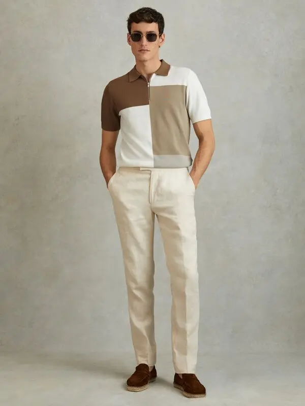 REISS Delta Colourblock Half-zip Polo Shirt