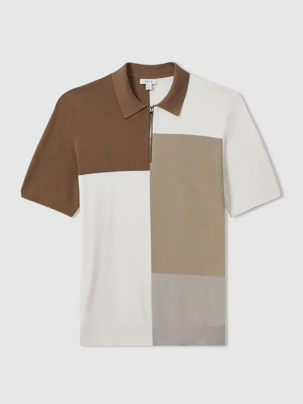 REISS Delta Colourblock Half-zip Polo Shirt