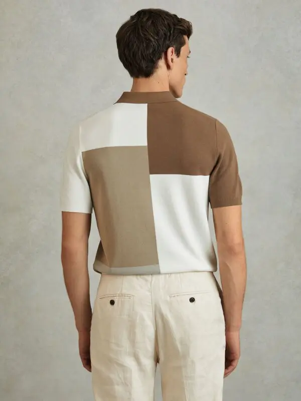 REISS Delta Colourblock Half-zip Polo Shirt