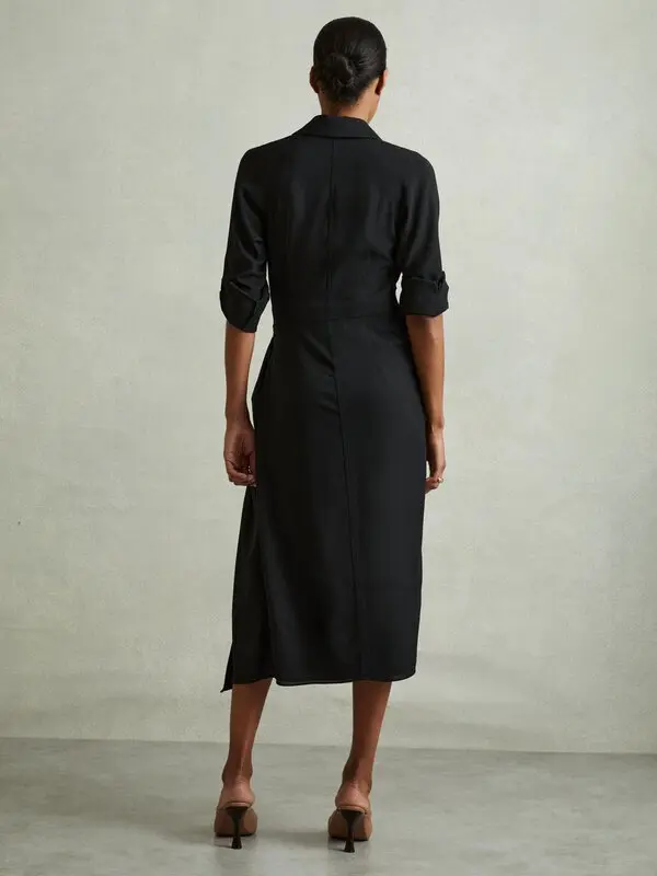 REISS Whitney Wrap Front Midi Dress
