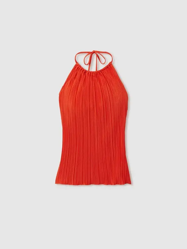 Good American Plisse Halter-neck Top - Red