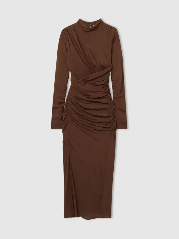 REISS Kelly Jersey Ruched Midi Dress