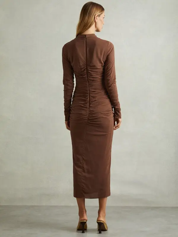 REISS Kelly Jersey Ruched Midi Dress
