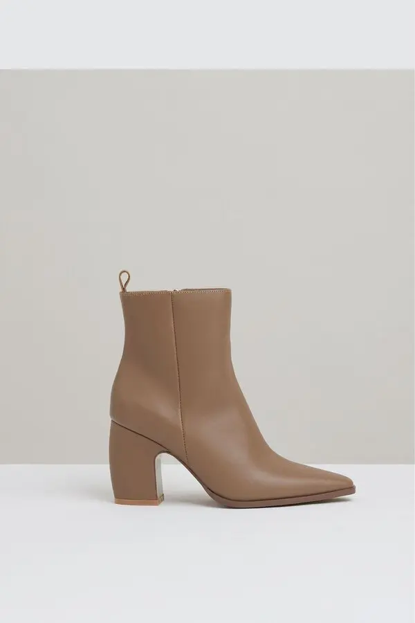 REISS Amy Leather Blocked Heel Ankle Boots
