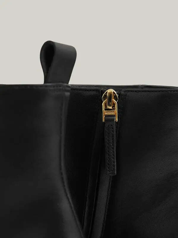 REISS Amy Leather Block Heel Ankle Boots - Black