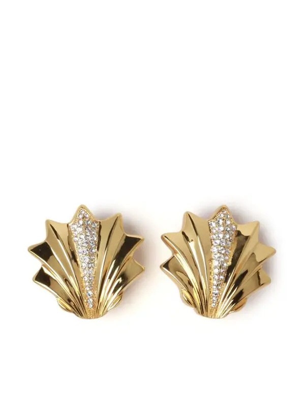 JULIETTA Large Metal Shell Clip-on Earrings - Gold