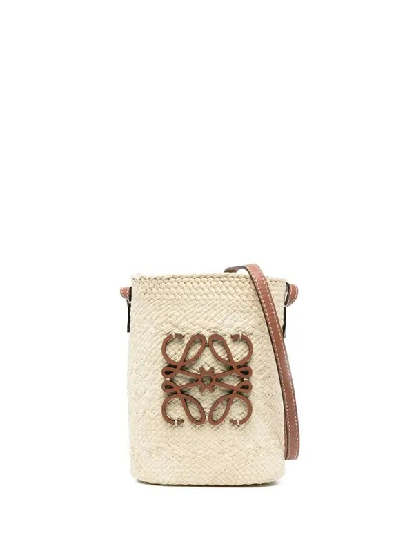 Loewe Anagram-plaque Raffia Crossbody Bag