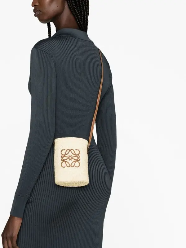 Loewe Anagram-plaque Raffia Crossbody Bag