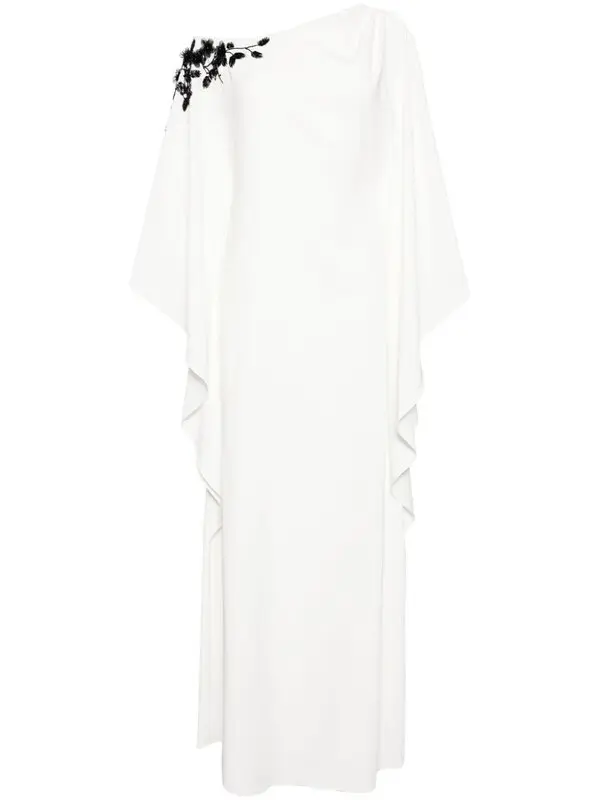 Marchesa Floral-embroidered Draped Gown