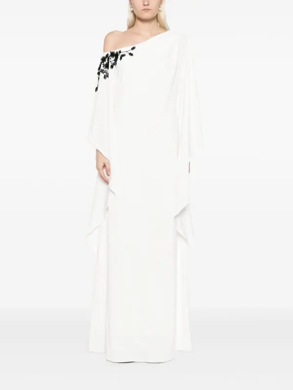 Marchesa Floral-embroidered Draped Gown