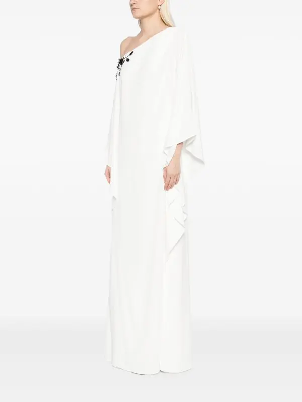 Marchesa Floral-embroidered Draped Gown