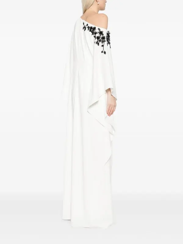 Marchesa Floral-embroidered Draped Gown