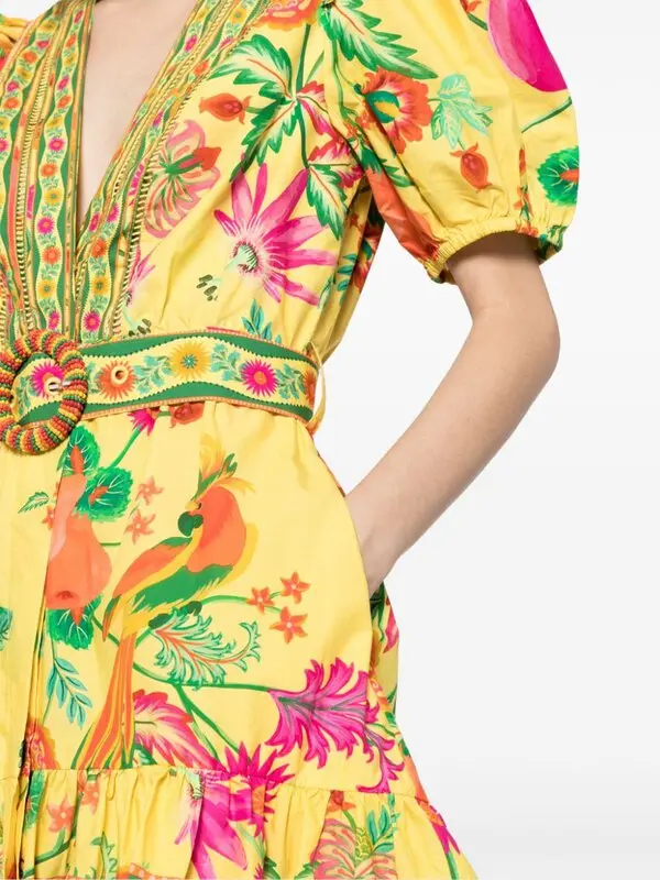 farm rio pink delicate fruit garden organic cotton midi dress FARM Rio Delicate Forest Pink Maxi Dress