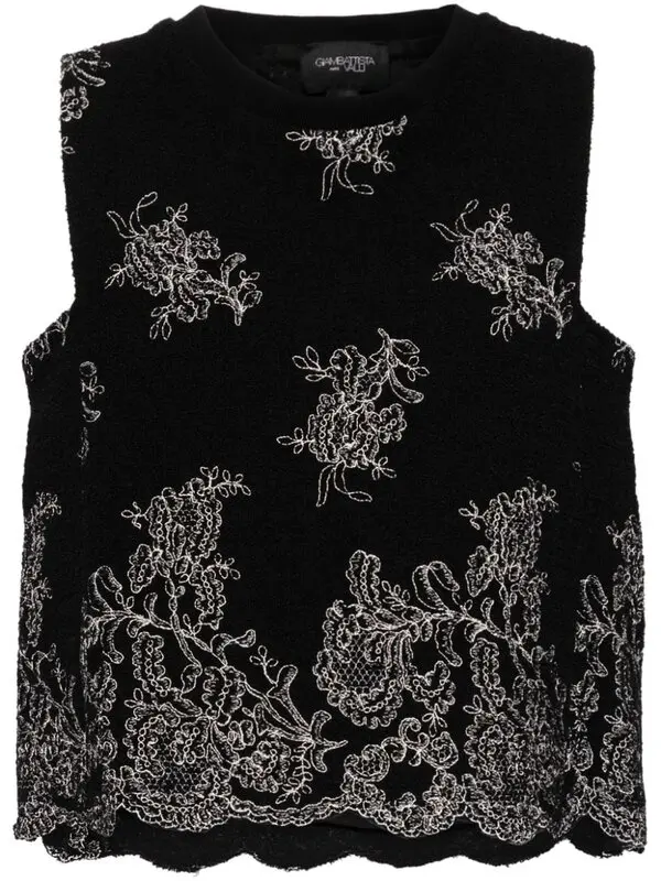 Giambattista Valli Floral-embroidered Tank Top