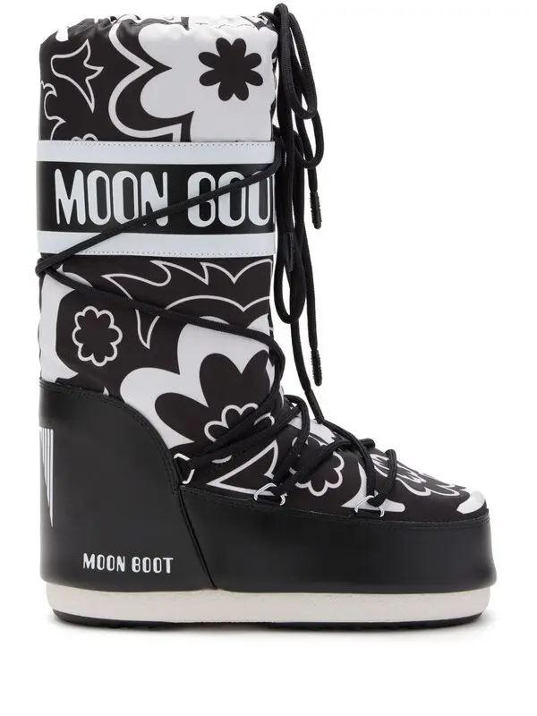 Moon Boot Icon Floral-print Boots - Black