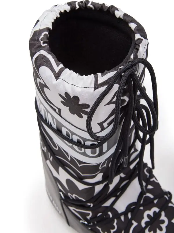 Moon Boot Icon Floral-print Boots - Black