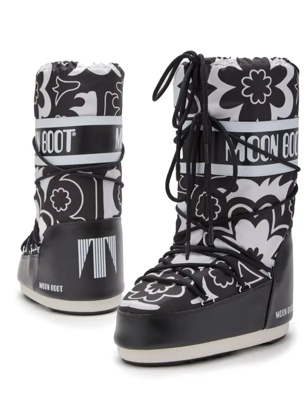 Moon Boot Icon Floral-print Boots - Black