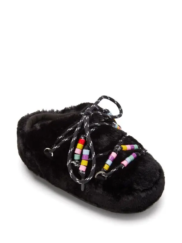 Moon Boot Faux-fur Slippers - Black
