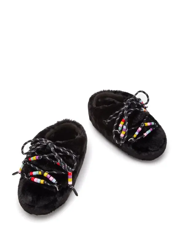 Moon Boot Faux-fur Slippers - Black