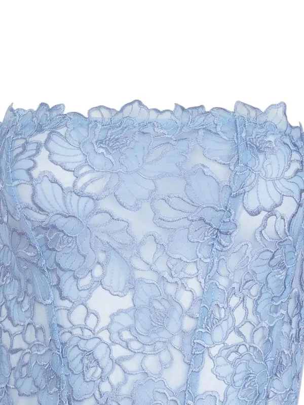 FLEUR DU MAL Whitney Embroidered Corset Top - Blue