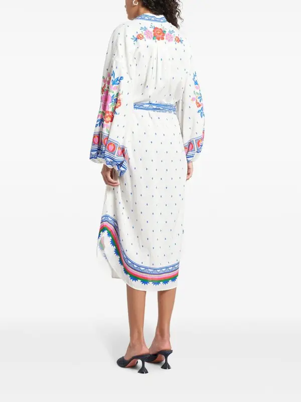 Farm Rio Flowers Beach Linen Midi Dress In White - 50% Off | Editorialist