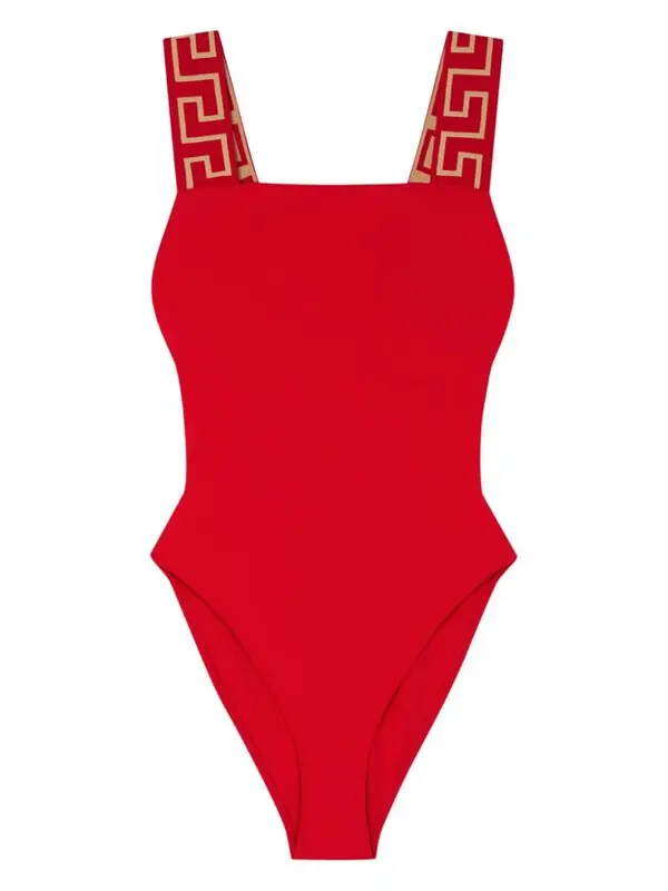 Versace Greca Border One-piece Swimsuit - Red