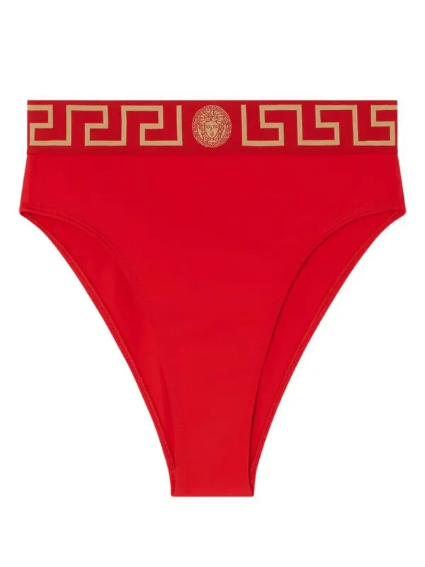 Versace Greca Border High-waist Bikini Bottom - Red