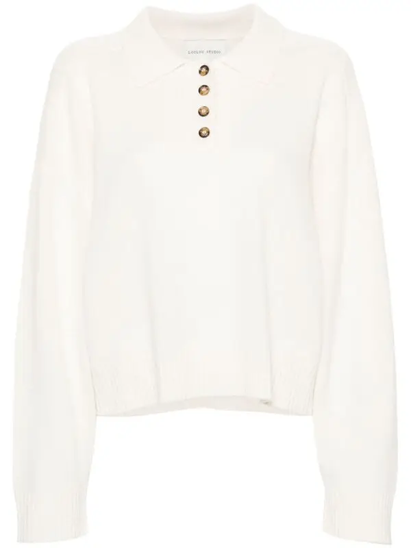 Loulou De Saison Loulou Studio Homere Polo Sweater - White