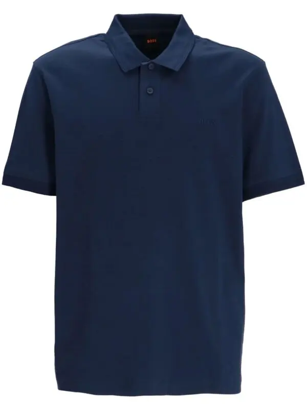 BOSS Logo-embroidered Cotton Polo Shirt - Blue