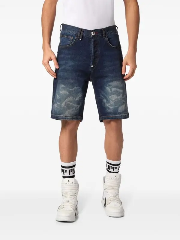 Philipp Plein Logo Denim Shorts