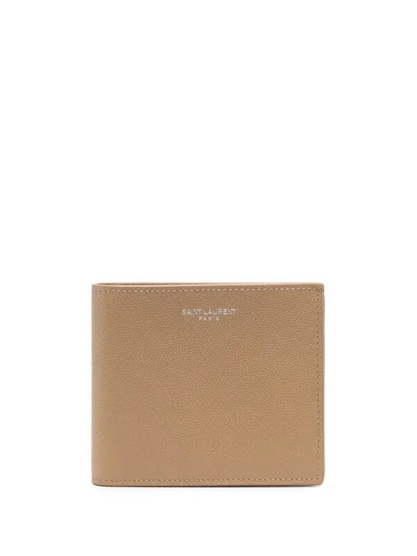 Saint Laurent Logo-stamp Wallet - Neutrals