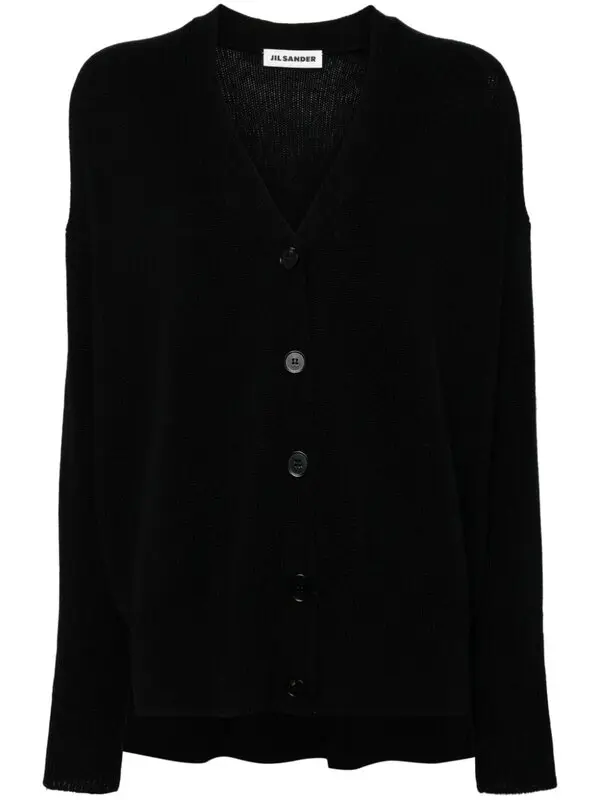JIL SANDER Cashmere V-neck Cardigan - Black