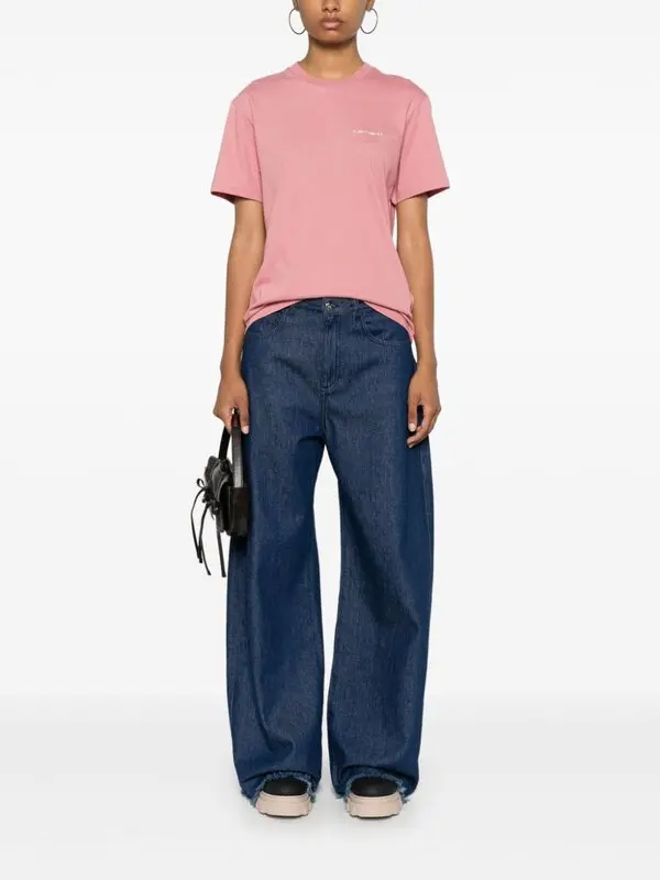 Carhartt Work In Progress Script Embroidery T-shirt - Pink