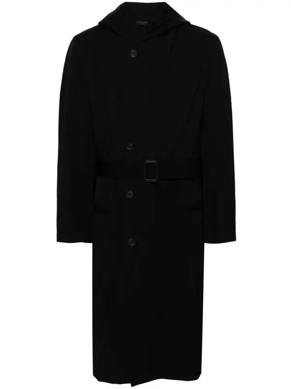 Yohji Yamamoto Wool Hooded Belted Coat