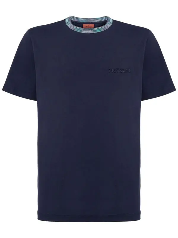Missoni Embroidered Cotton T-shirt - Blue