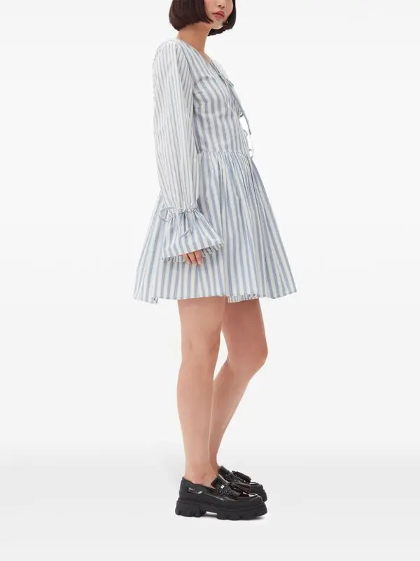 GANNI Stripe-print Mini Wrap Dress