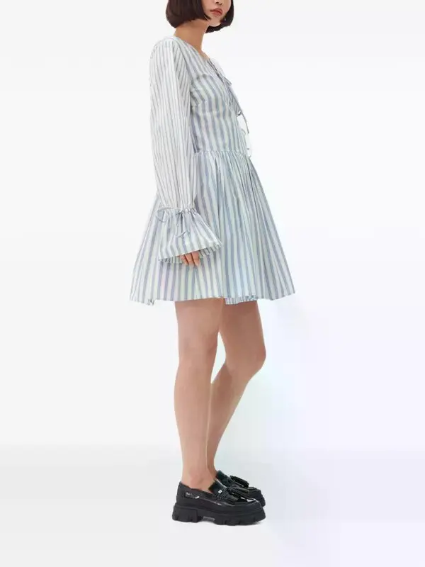GANNI Stripe-print Mini Wrap Dress
